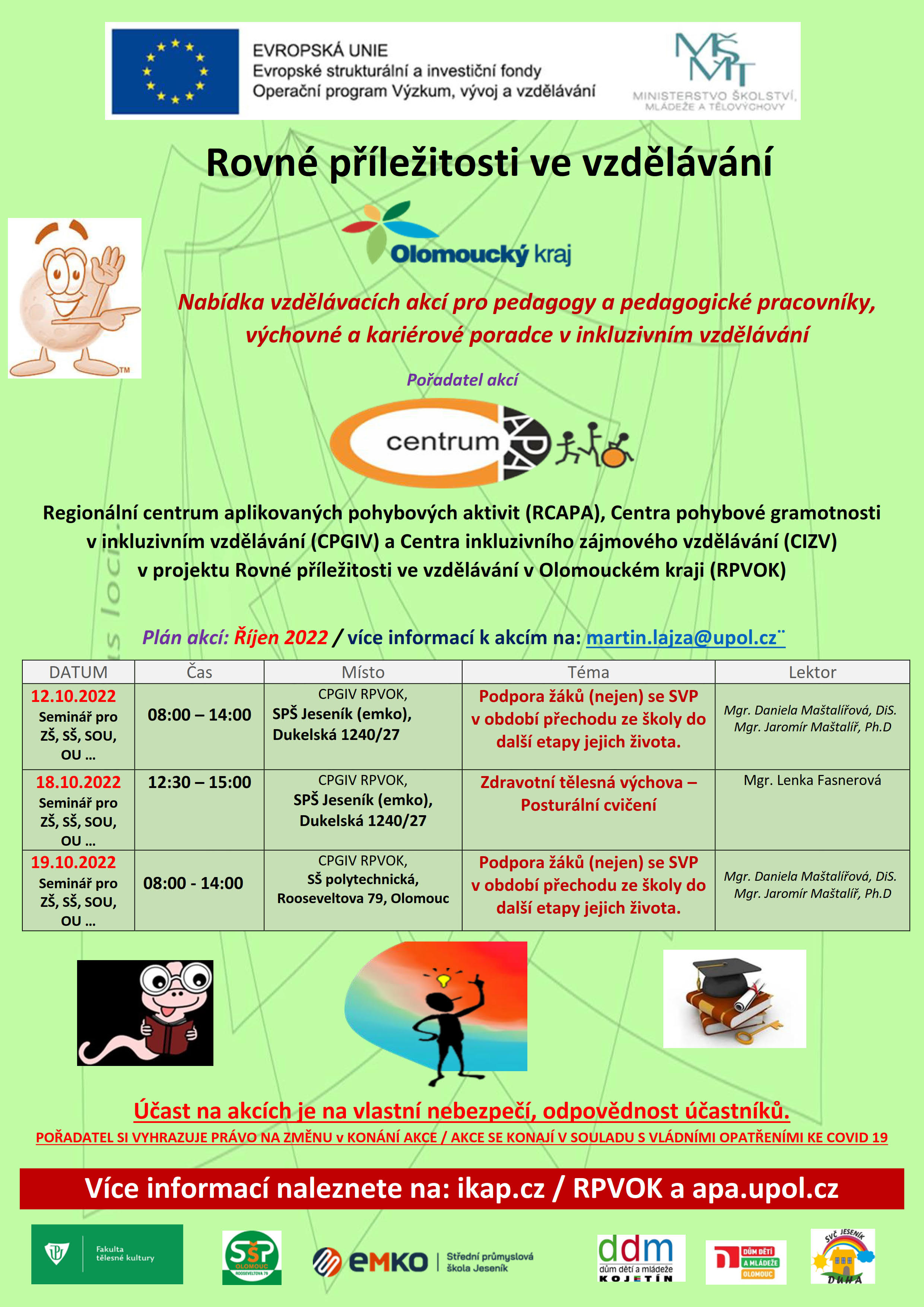 Prezenční seminář RCAPA RPVOK, CPGIV Jeseník - Zdravotní tělesná ...